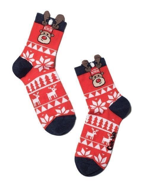 Christmas socks "Rudolph" with an ornament and a picot - Official ...