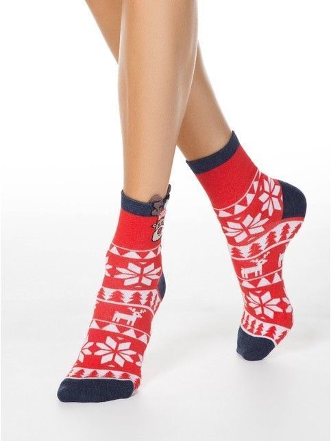 Christmas socks "Rudolph" with ornament and picot - Official online ...